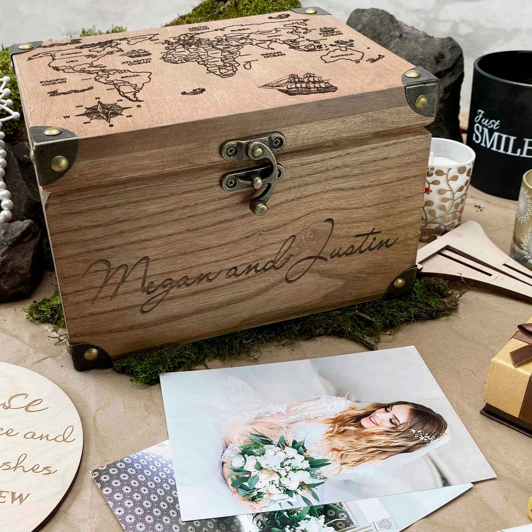 Wooden Memories Box Engraving World Map – skinwoodukraine