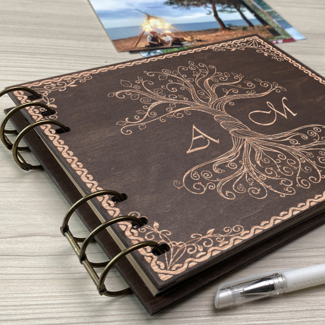 Personalized photo album cover and Family Wood engraving – skinwoodukraine
