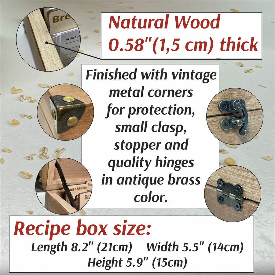 Personalized Recipe Box with Dividers and Cards Love Recipes engraving ...