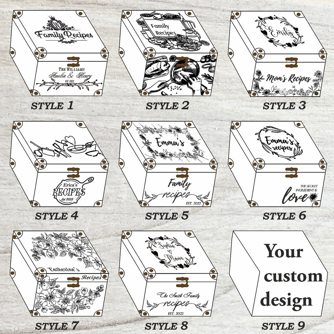 Personalized Recipe Box with Dividers and Cards Love Recipes engraving ...